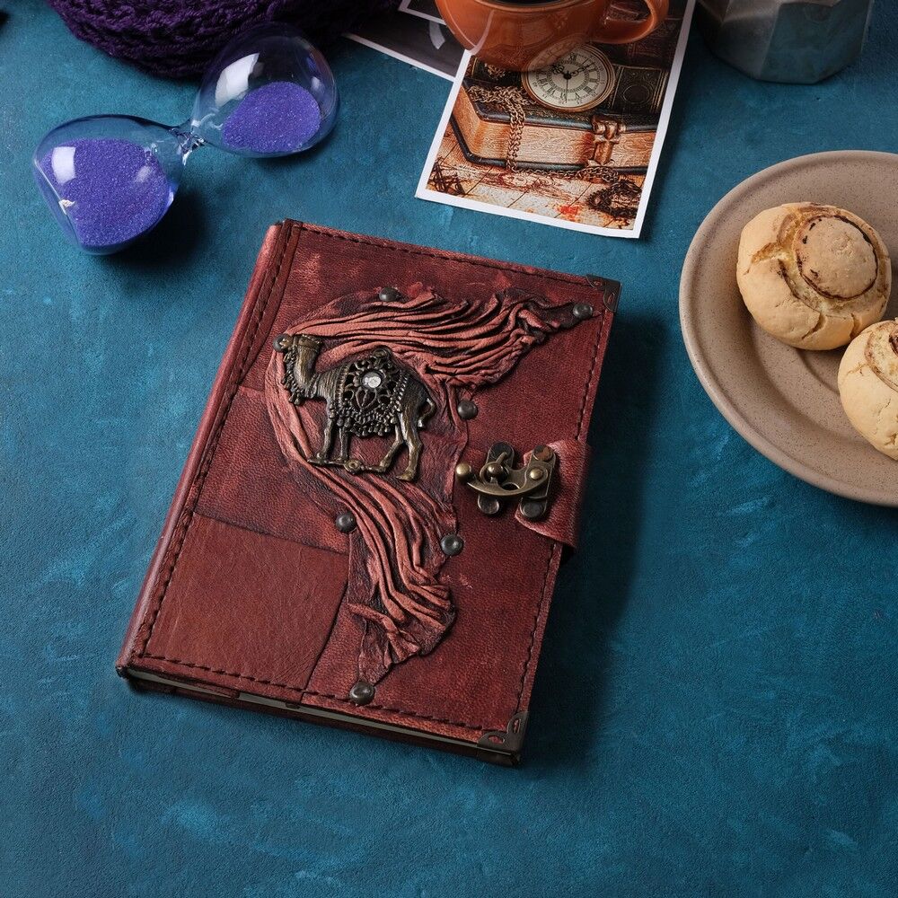 Camel Themed Medium Leather Notebook - Myros