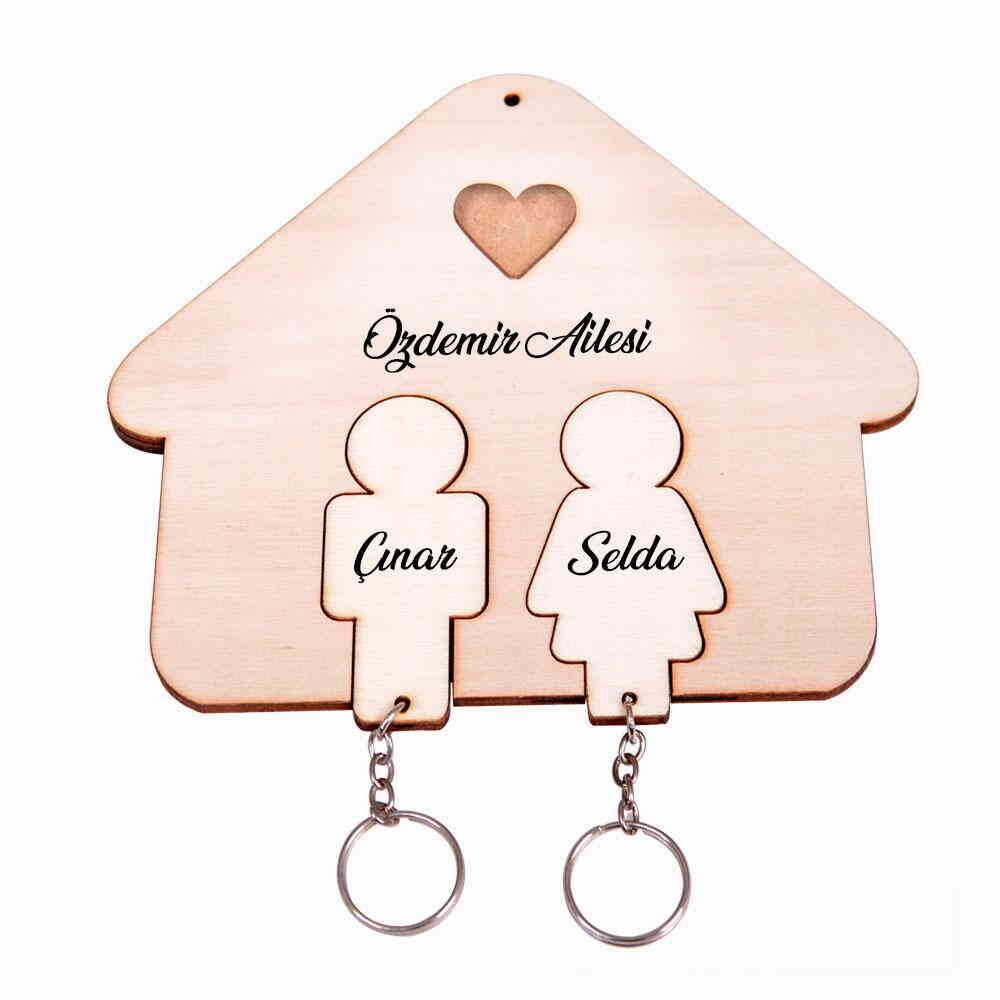 Buy Couple Themed Wooden Keychaing and Keychain Hanger - Myros