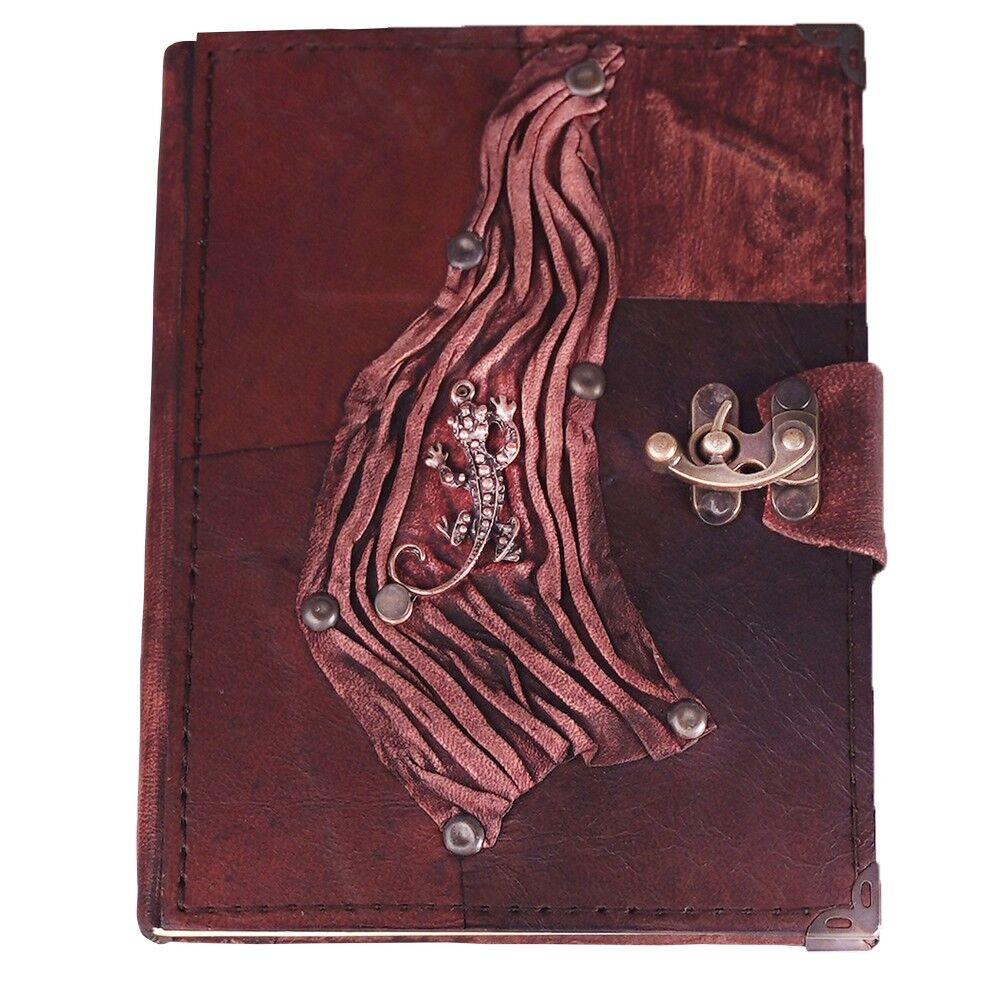 Lizard Themed Medium Leather Notebook - Myros