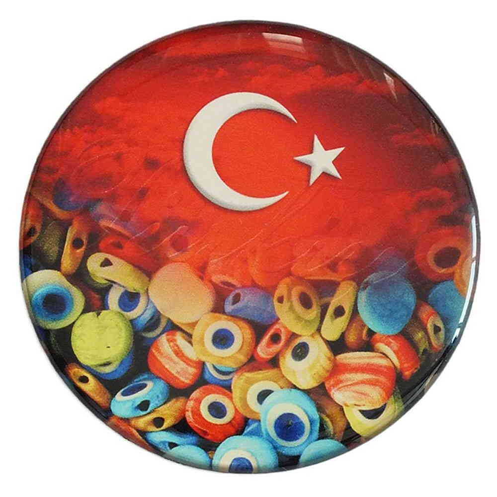 Buy Turkey Themed Epoxy Dome Round Souvenir Fridge Magnet 67 mm - Myros
