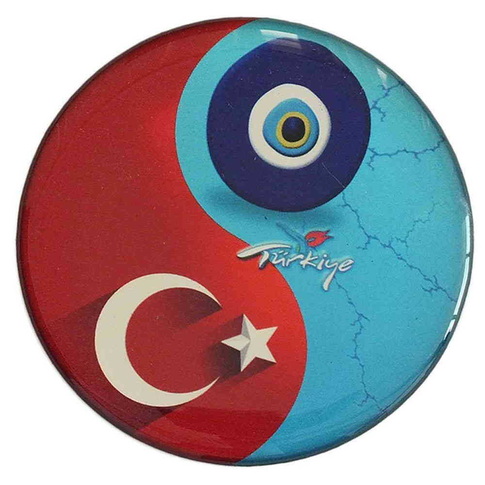 Buy Turkey Themed Epoxy Dome Round Souvenir Fridge Magnet 67 mm - Myros