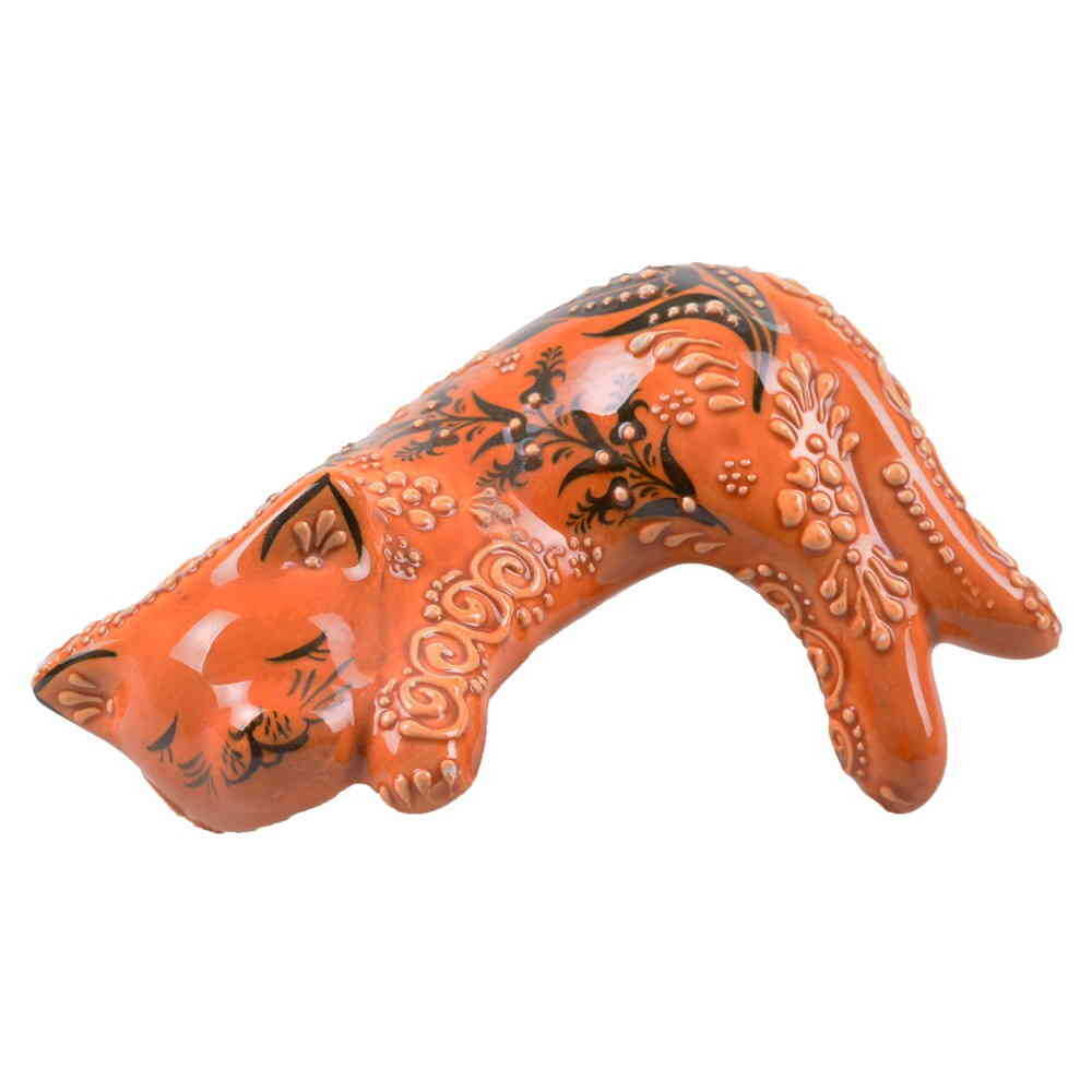 Buy Turkish Ceramic Hand Painted Turquoise Cat Figurine Medium Size - Myros