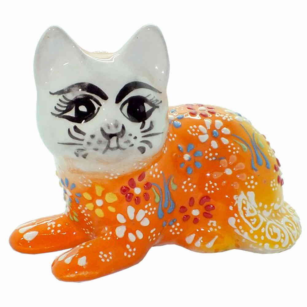 Buy Turkish Ceramic Relief Cat Figurine Big Size - Myros