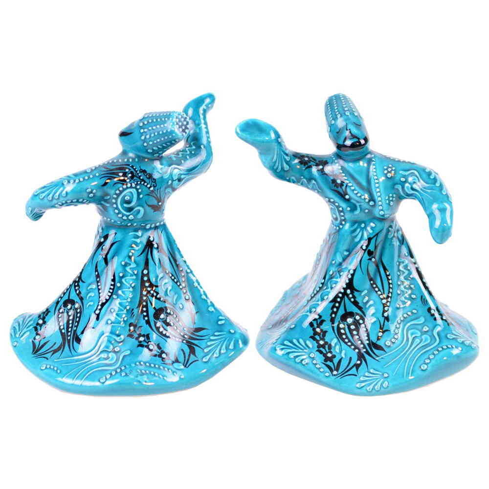 Buy Turkish Ceramic Turquoise Whirling Dervish Figurine Big Size - Myros